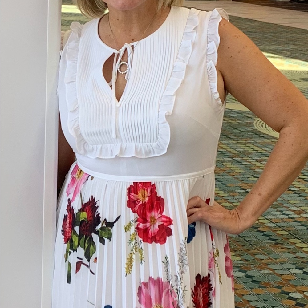 A Line Ted Baker Tea Length Smock Front Dress - Gem